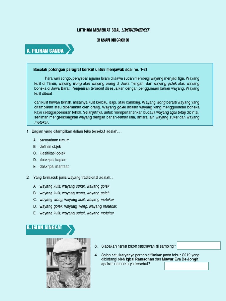 Latihan Membuat Soal Liveworksheet | PDF