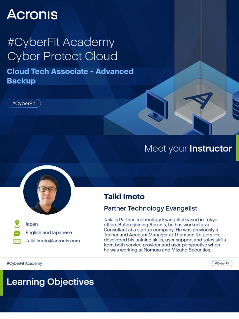 Acronis #CyberFit Cloud Tech Associate Advanced Backup 2023 Handout | PDF | Backup | Hyper V