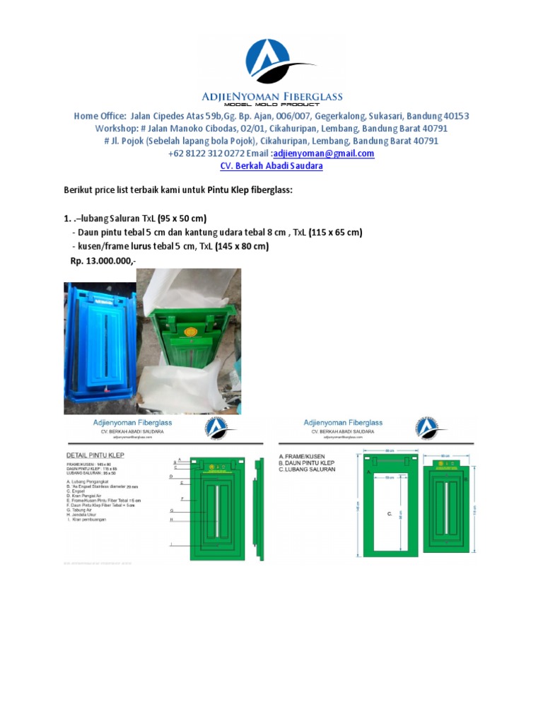 Pricelist Pintu Klep 2020 (Inc. Foto) | PDF