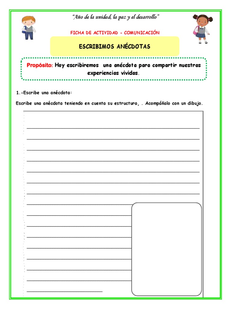 Ficha-Juev-Comun-Escribimos Anécdotas X PDF | PDF | Finanzas y dinero | Ciencias sociales
