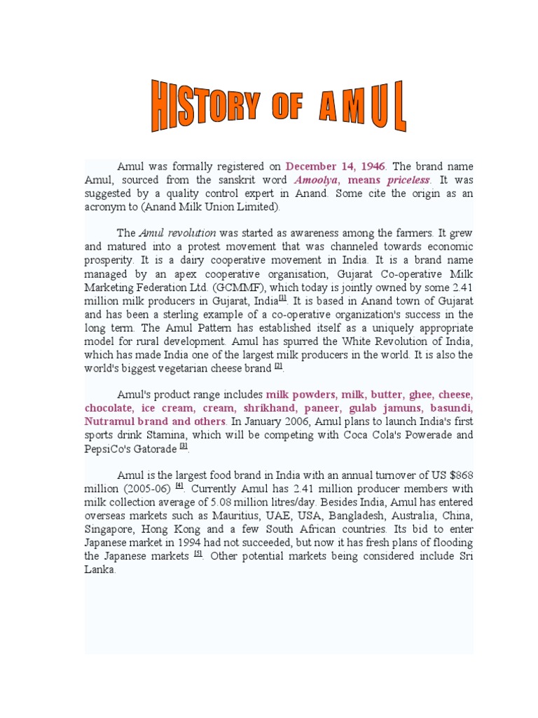 Amul Was Formally Registered On December 14 | PDF | Advertising | Marketing