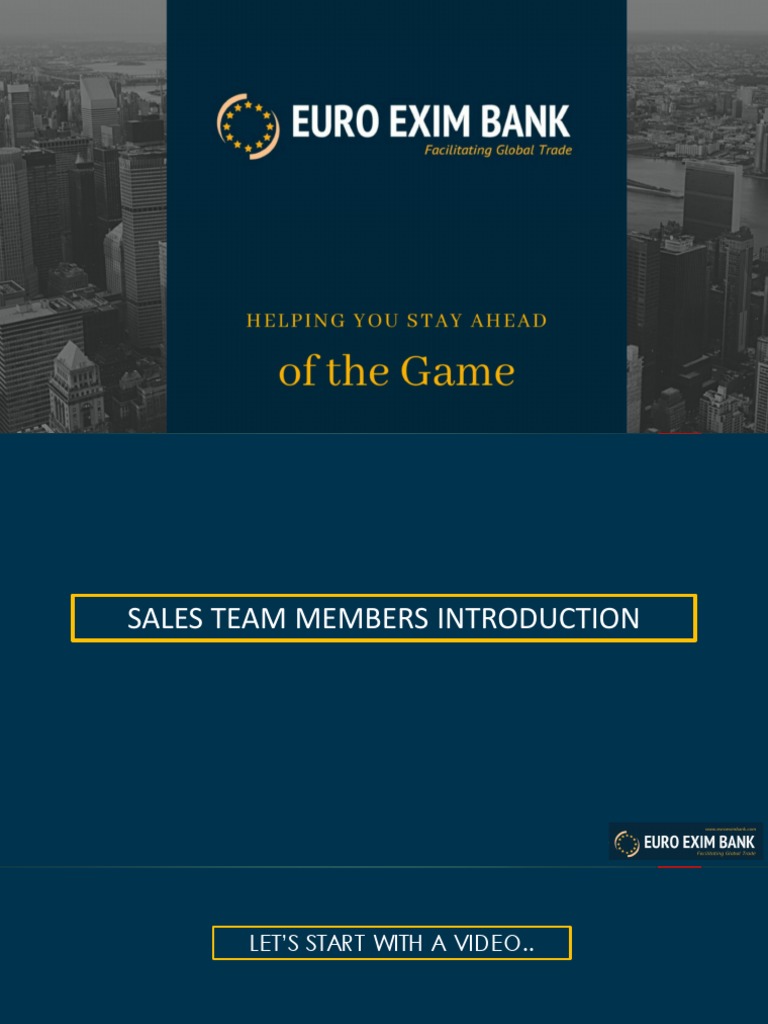 An Introduction to Euro Exim Bank's Sales Team and Trade Finance ...