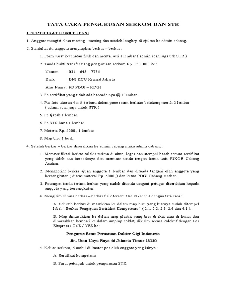 Tata Cara Pengurusan Serkom Dan STR | PDF