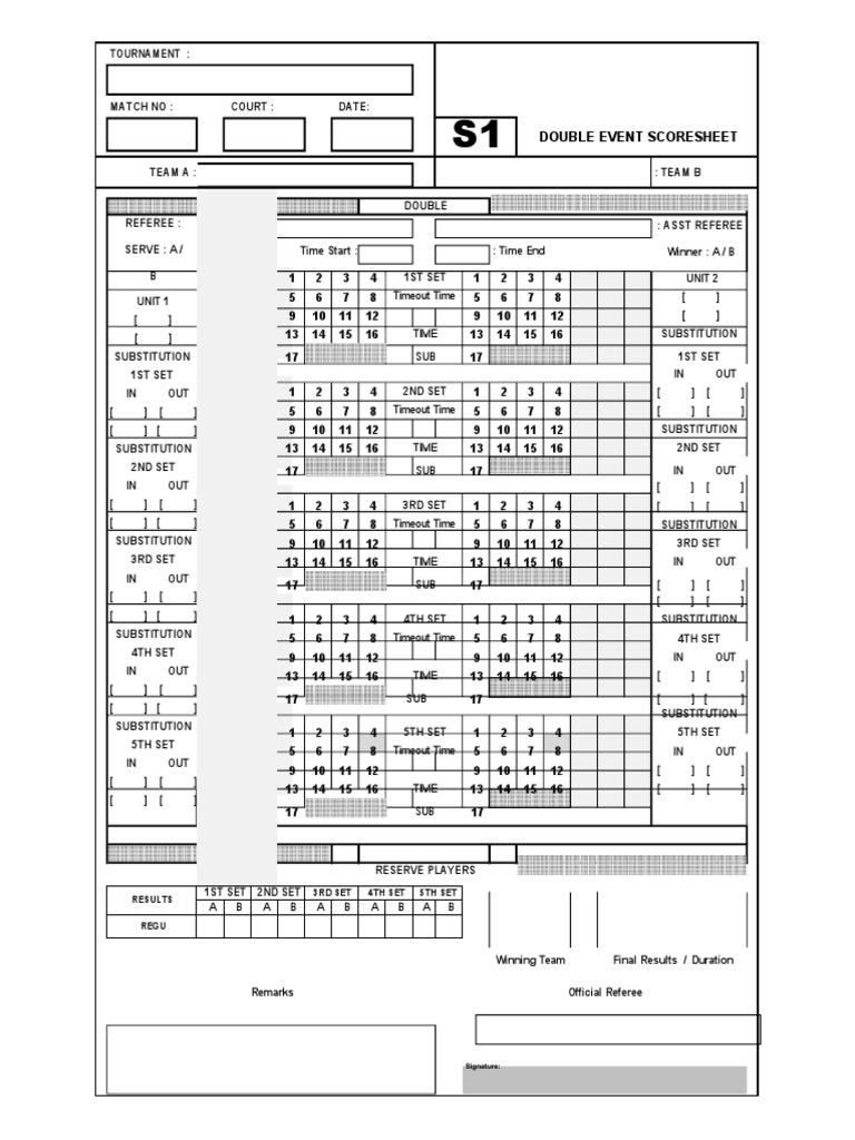 Sepak Scoring Sheet | PDF | Sports
