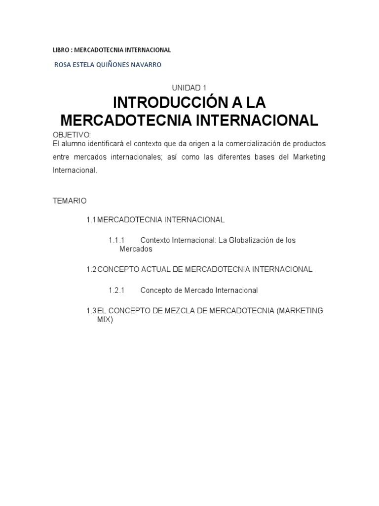 Introducción a la mercadotecnia internacional: contexto global, conceptos clave y estructuras ...