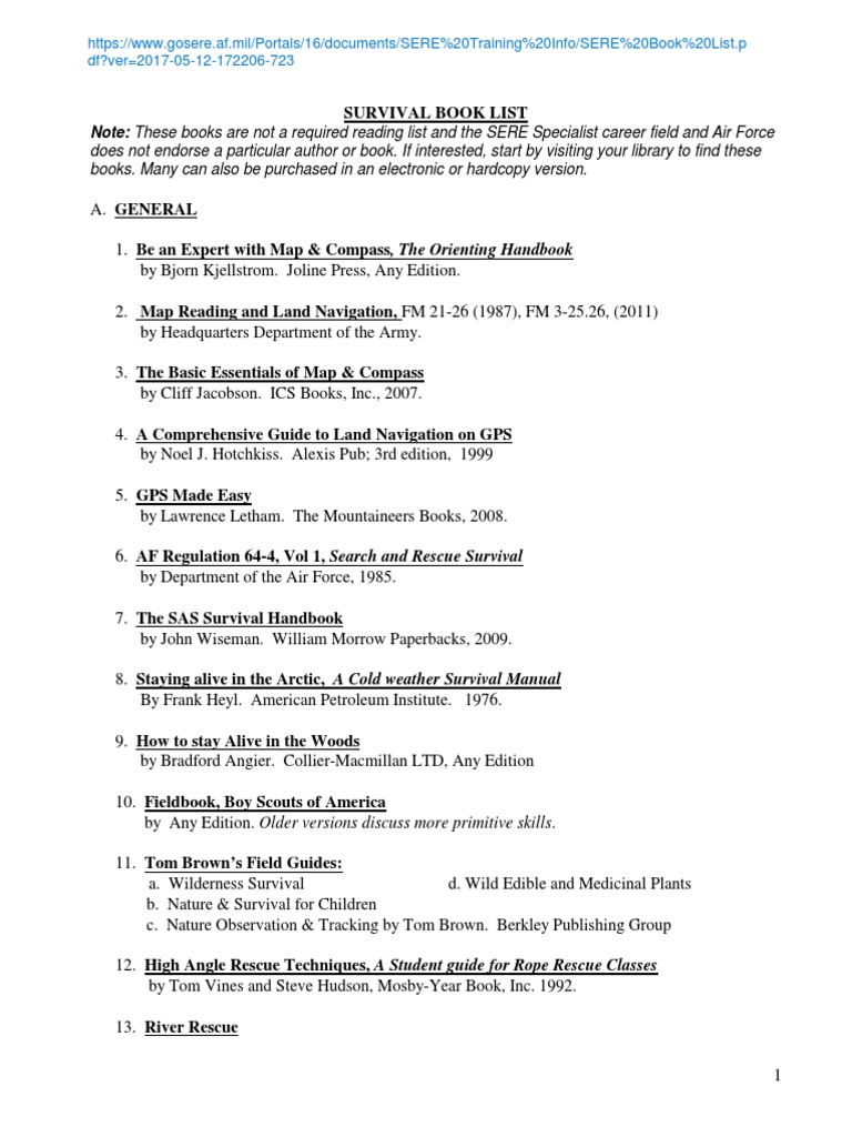 SERE Book List | PDF