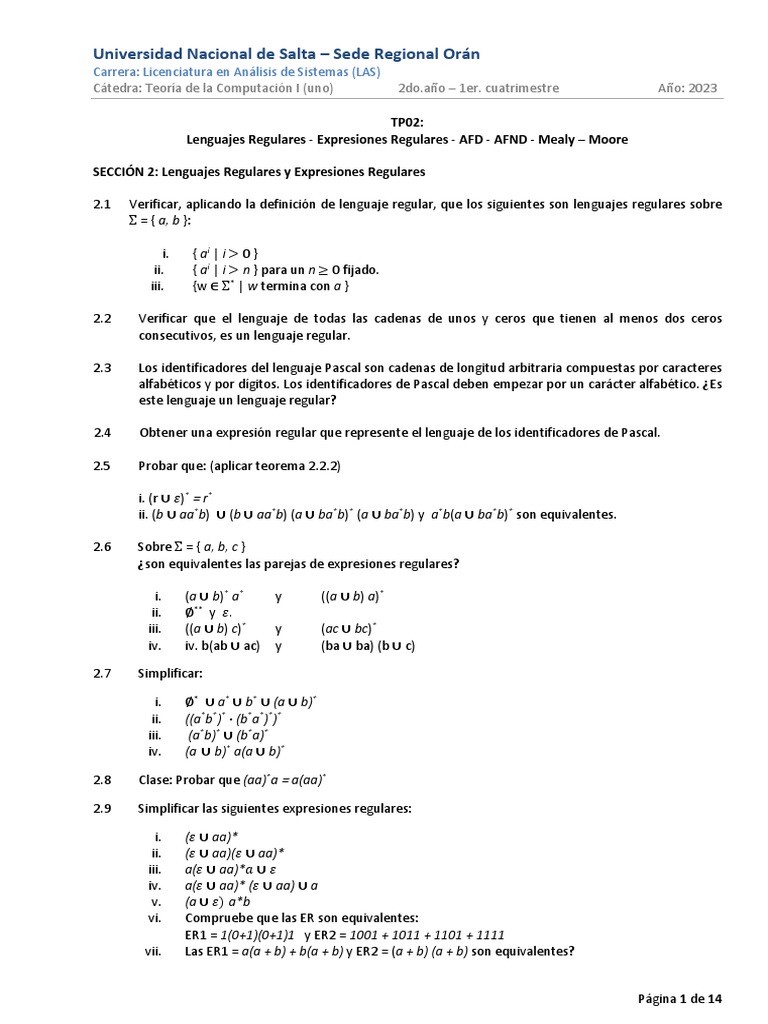 TP2 | PDF | Expresión regular | Gramática
