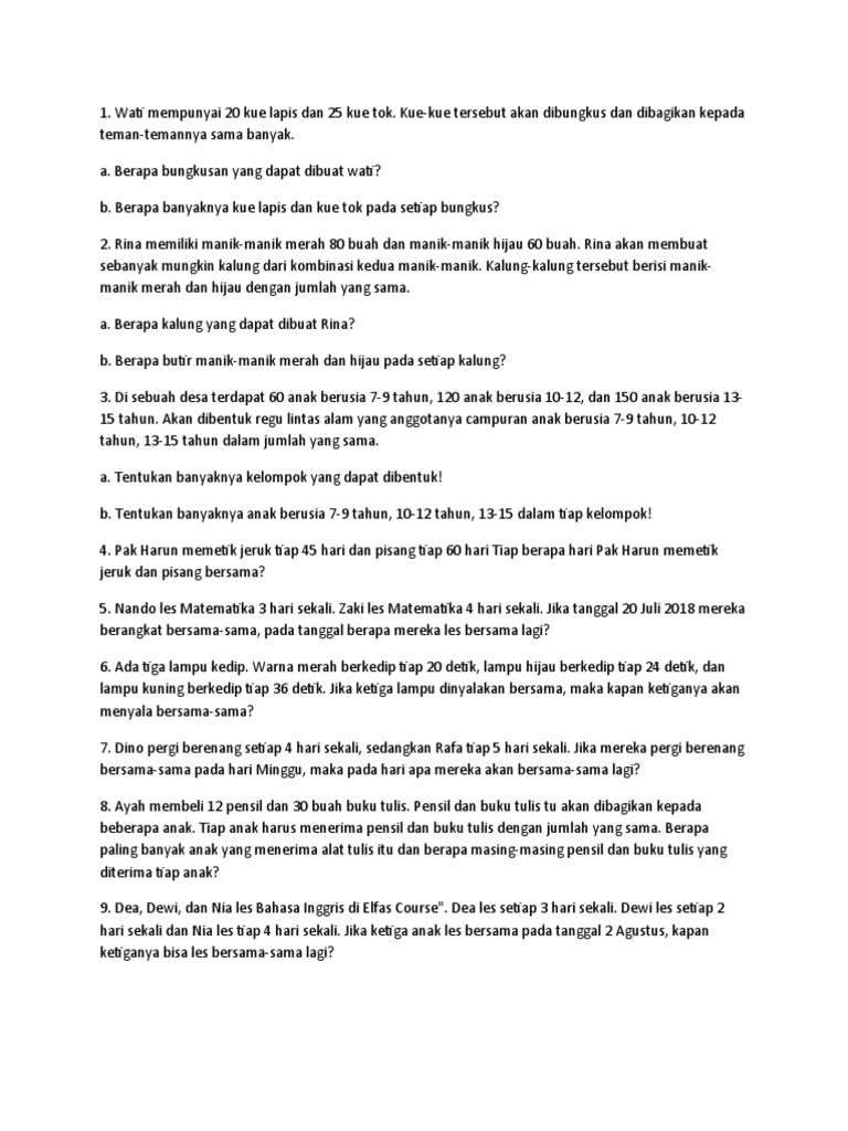 Soal KPK Dan FPB | PDF