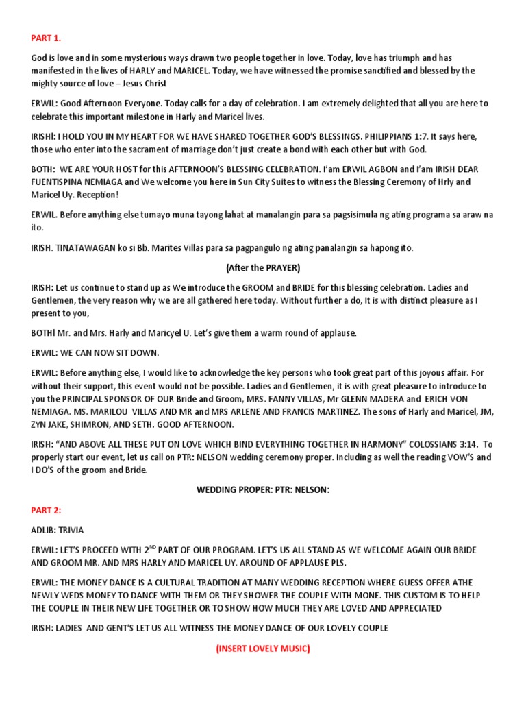 SCRIPT | PDF | Wedding | Ceremonies