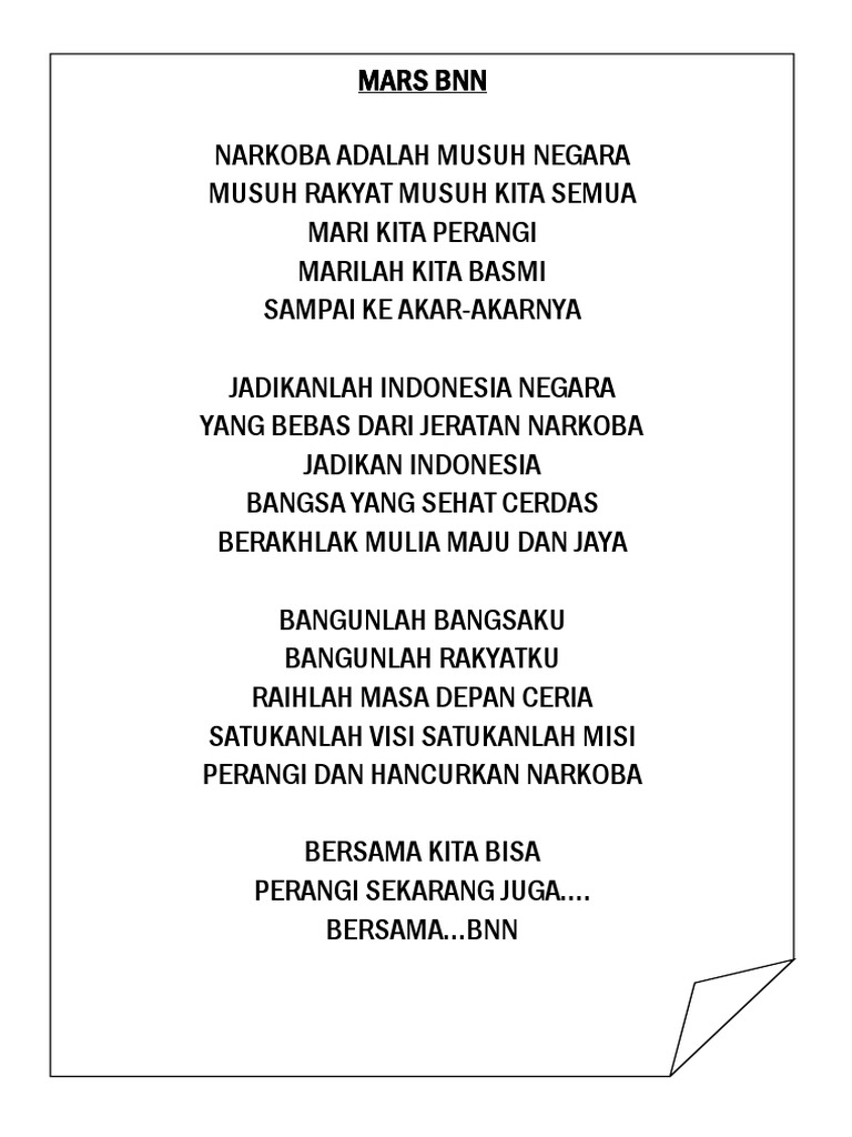 Lirik Mars BNN PDF | PDF | Seni