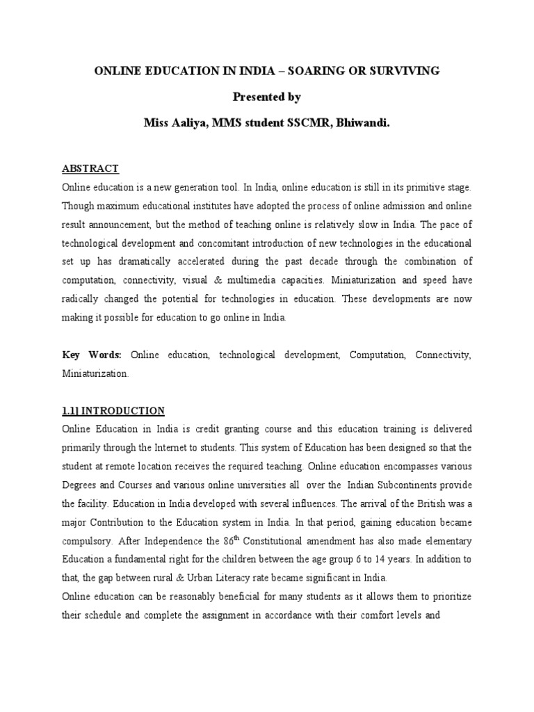 Online Education in India - Soaring or Surviving | PDF | Educational ...