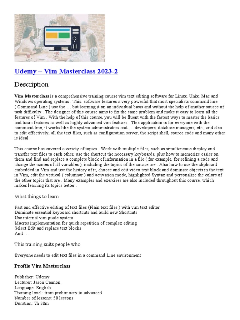 Vim Masterclass 2023: Comprehensive Course | PDF | Command Line Interface | Computer Science