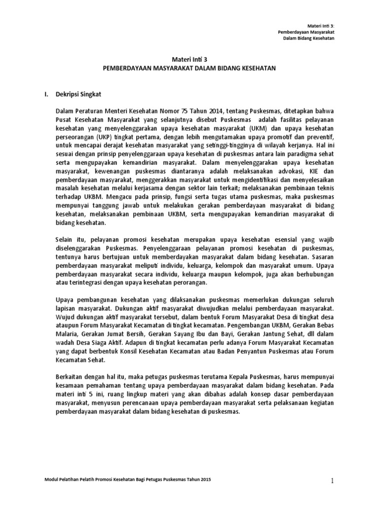 Materi Inti 3-Pemberdayaan Dalam Bidang Kesehatan-Okt | PDF