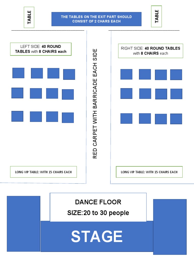 Event Layout and Furniture Placement: Tables, Dance Floor, Stage, and ...