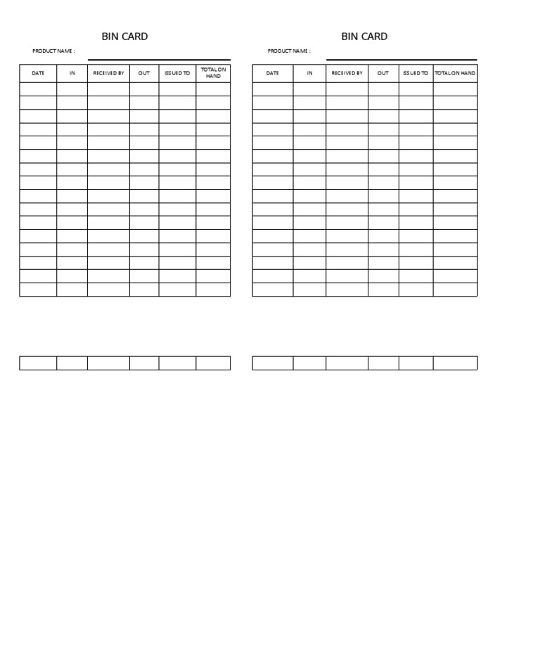 Inventory Tracking Sheet Template for Bin Card System Recording Daily ...