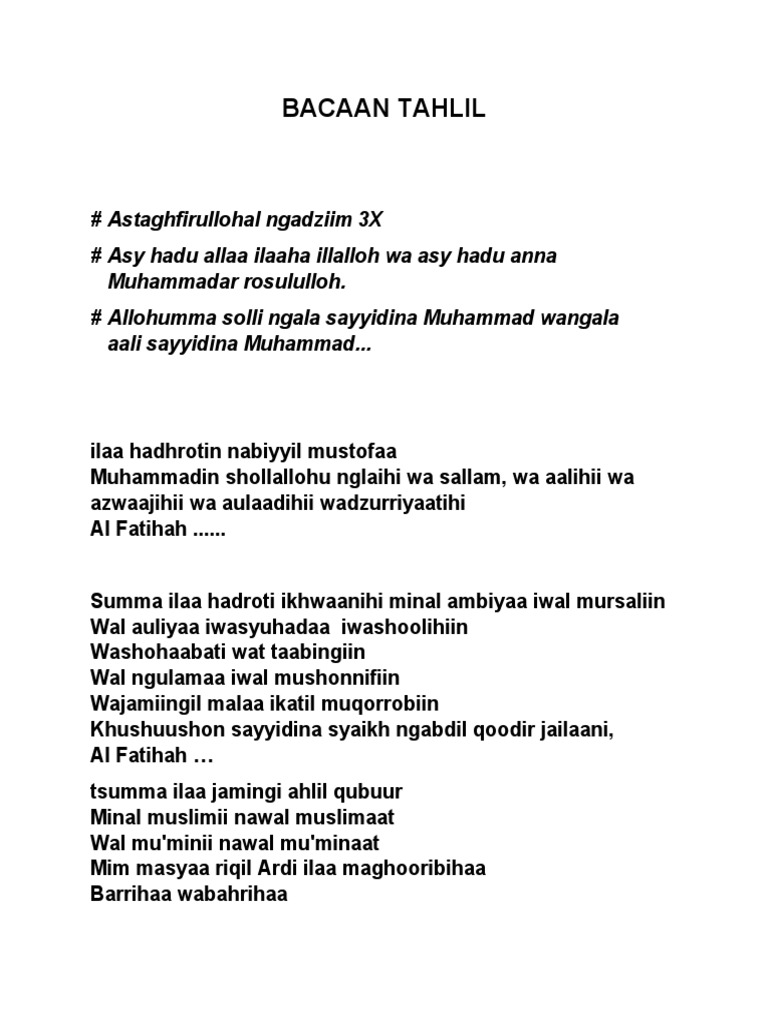 Bacaan Tahlil | PDF