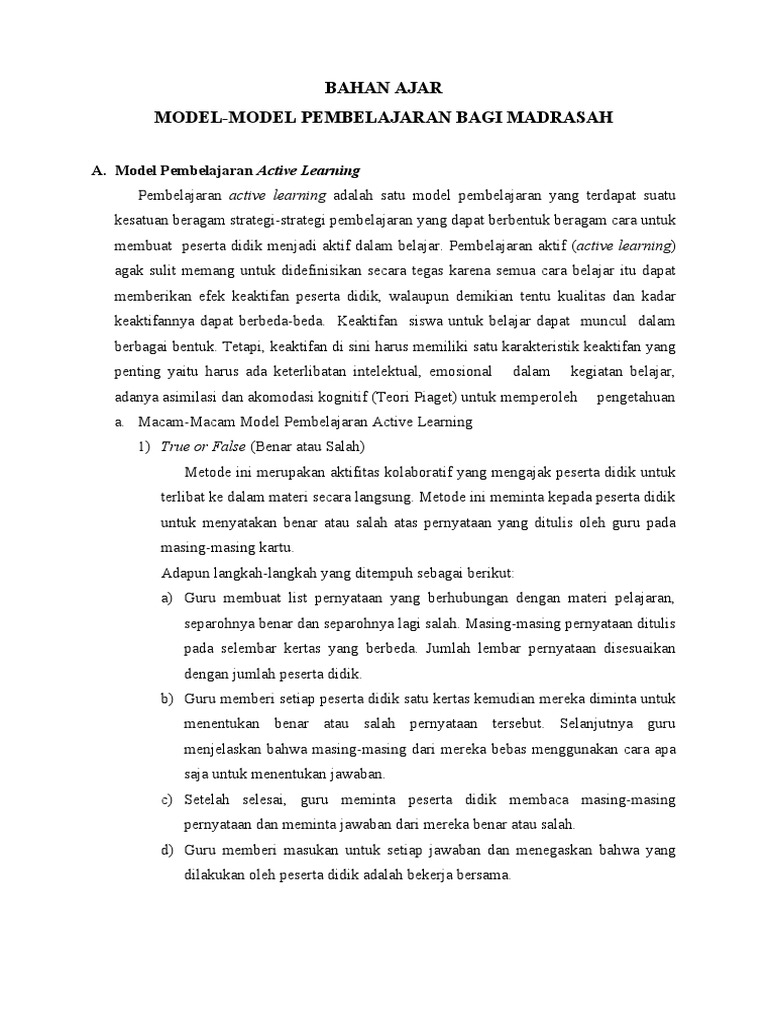Model Pembelajaran Active Learning Madrasah | PDF