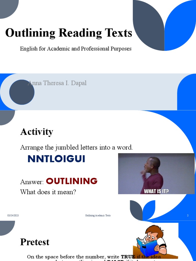 Outlining Reading Texts | PDF | Essays
