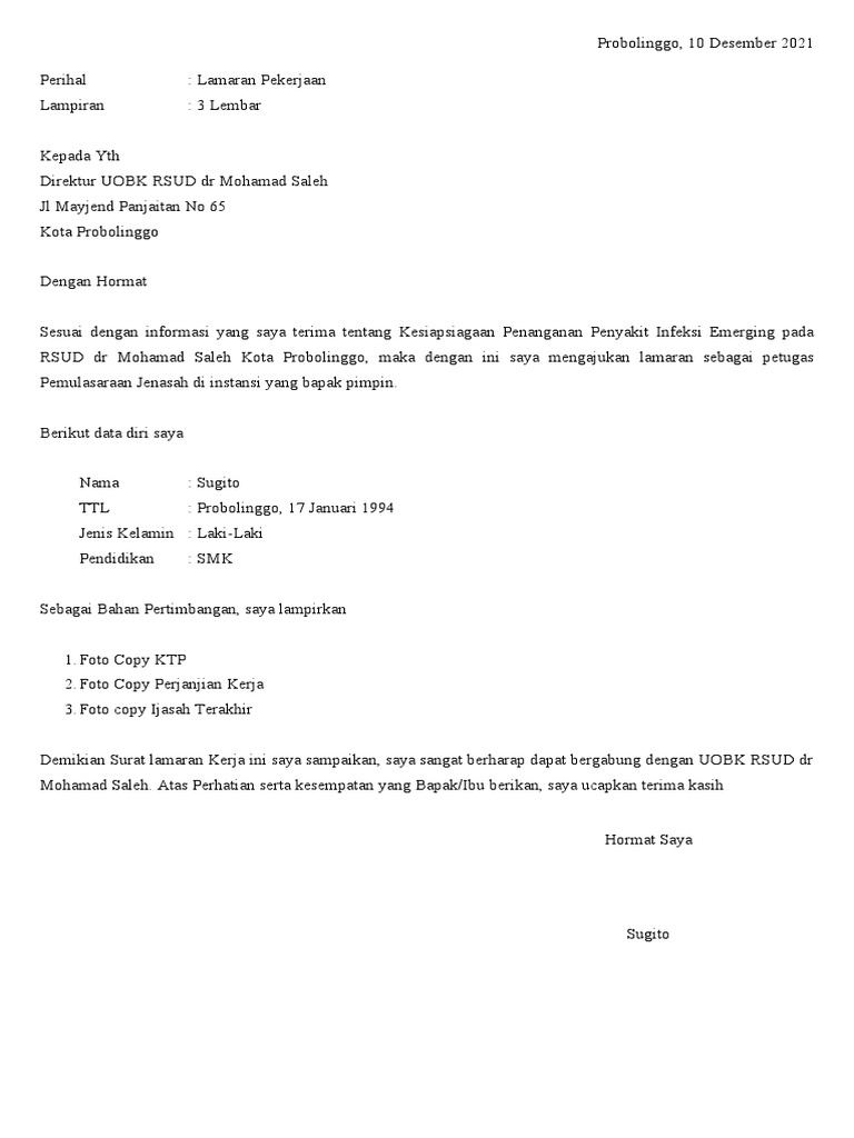 lamaran.doc | PDF