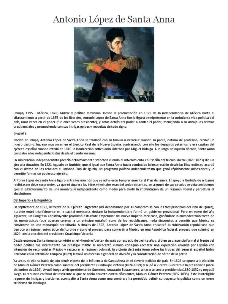 Biografía de Antonio López de Santa Anna | PDF | Texas mexicano ...