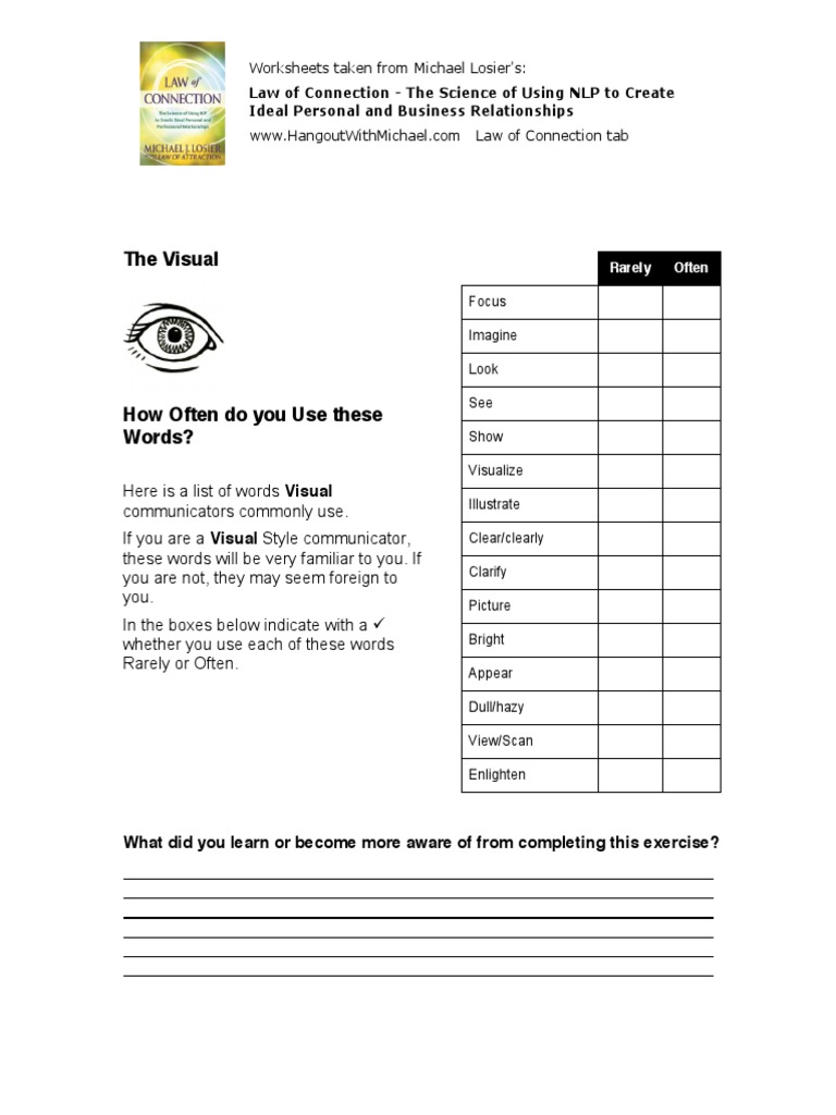 Law of Connection Worksheets From Book | PDF | Hearing | Reason