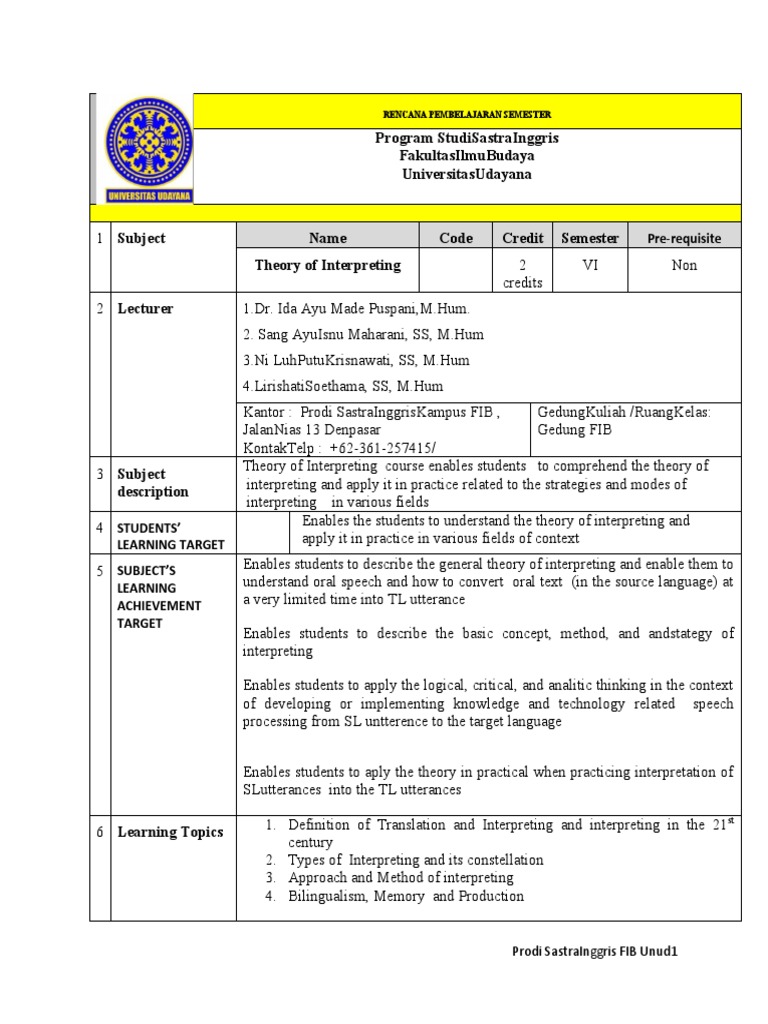 (Puspani) Theory of Interpreting RPS | PDF | Learning | Translations