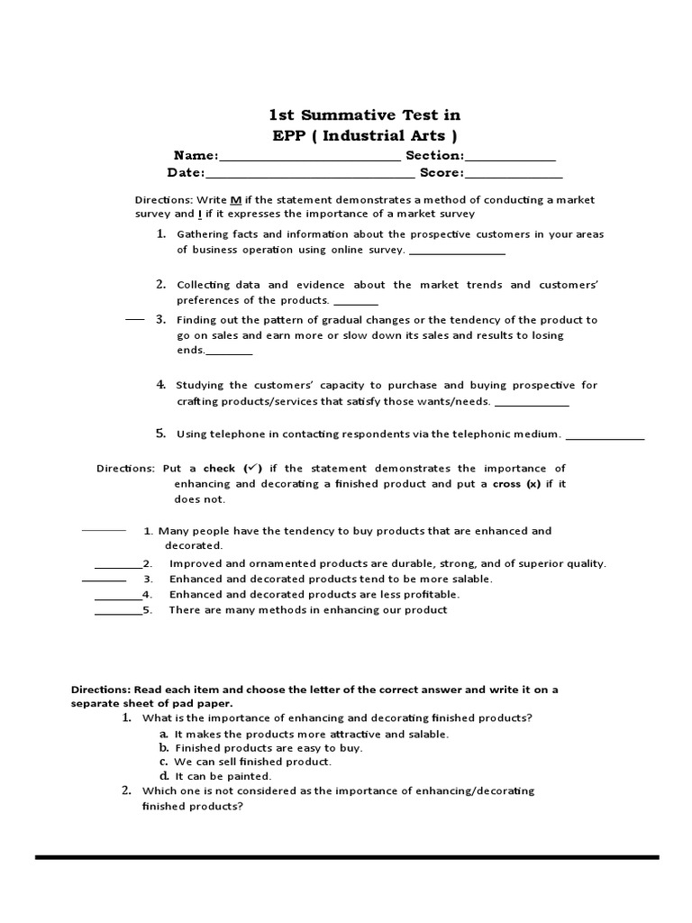 EPP 5 Industrial Arts Summative Test | PDF | Industrial Processes ...