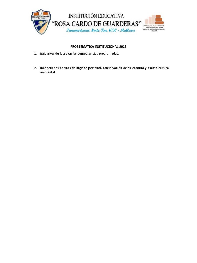 Problemática Institucional 2023 | PDF