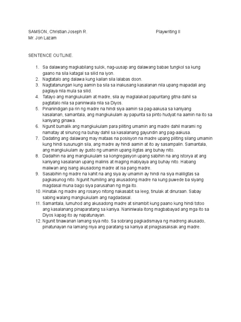 SAMSON_SENTENCE OUTLINE | PDF