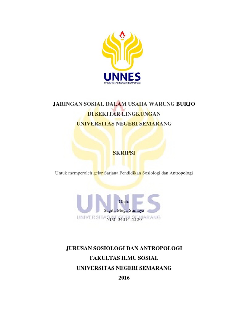 Jaringan Sosial Dalam Usaha Warung Burjo Di Sekitar Lingkungan ...