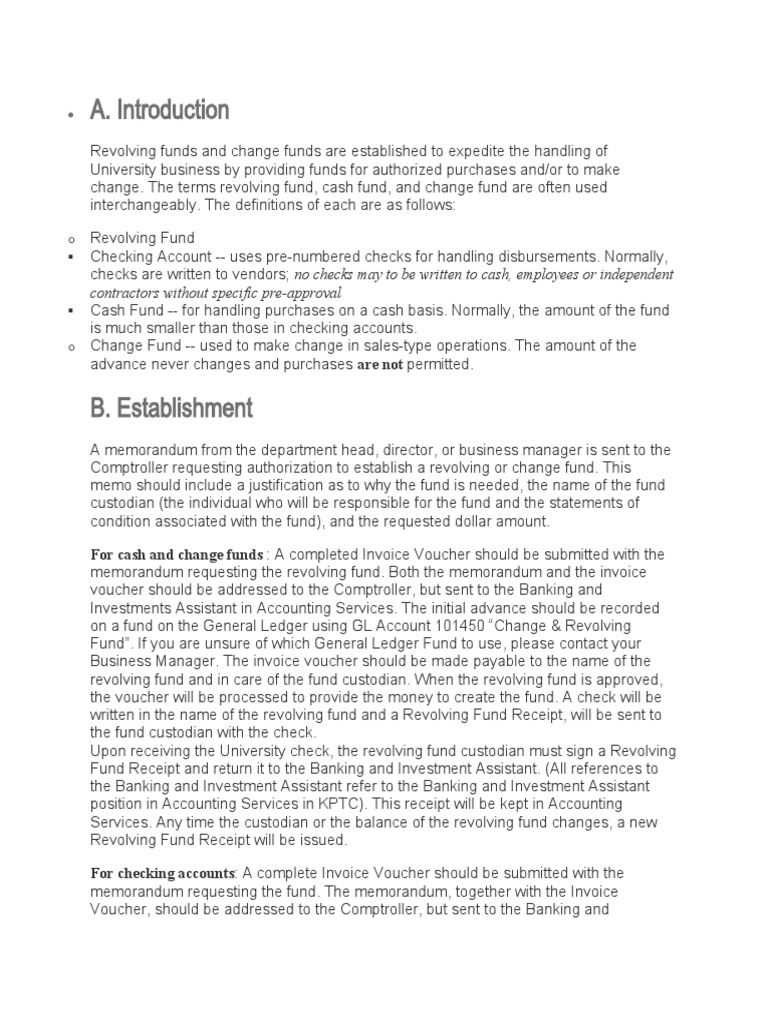 Revolving Fund Procedure | PDF | Cheque | Credit Card