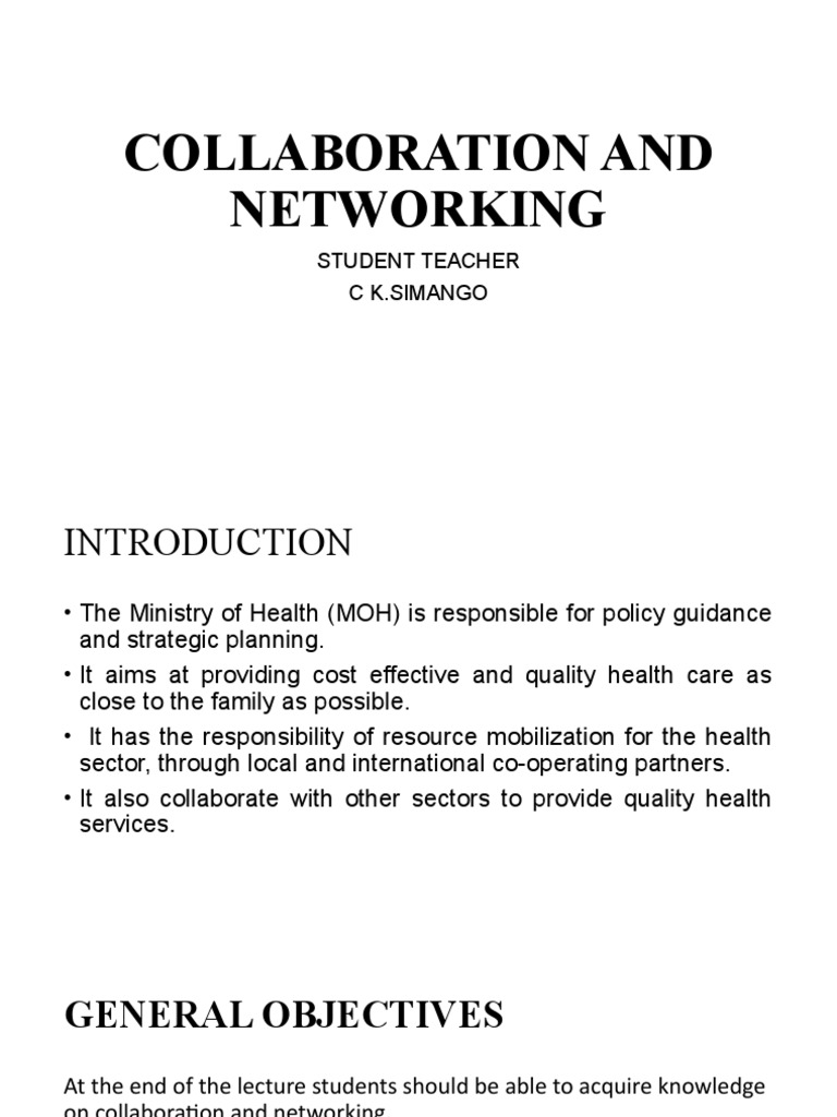 COLLABORATION AND NETWORKING - PPTXC K SIMANGO-1 | PDF | Collaboration ...