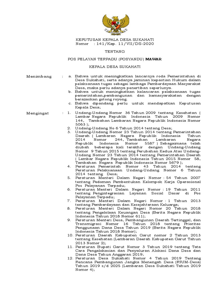 SK Posyandu Mawar 2022 | PDF