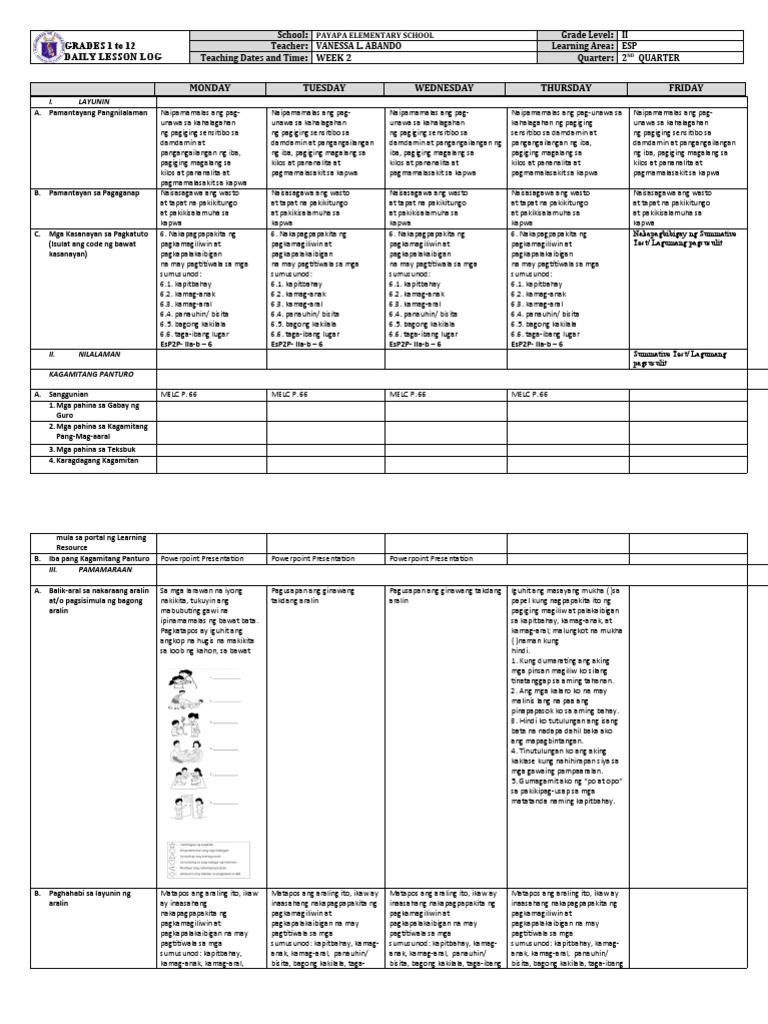 01ESP-2nd Quarter Week 2 | PDF
