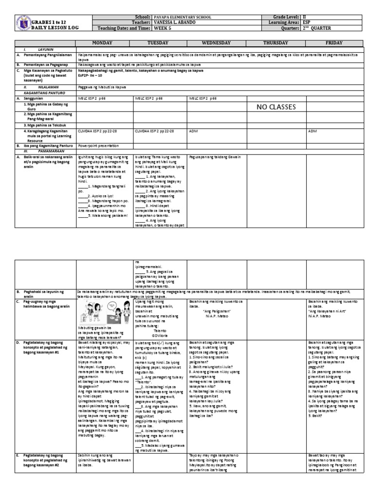 01ESP-2nd Quarter Week 5 | PDF