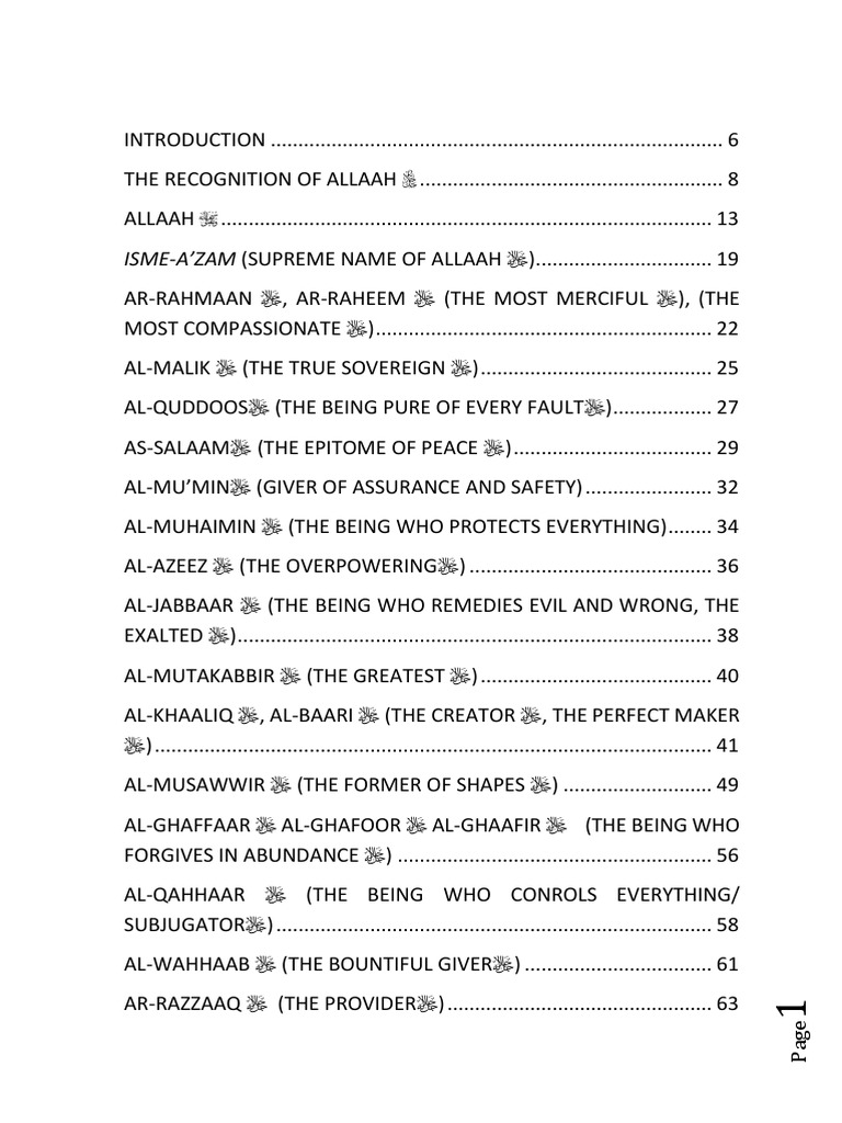 Beautiful Names of Allaah-Ml Moosa Kajee PDF | PDF