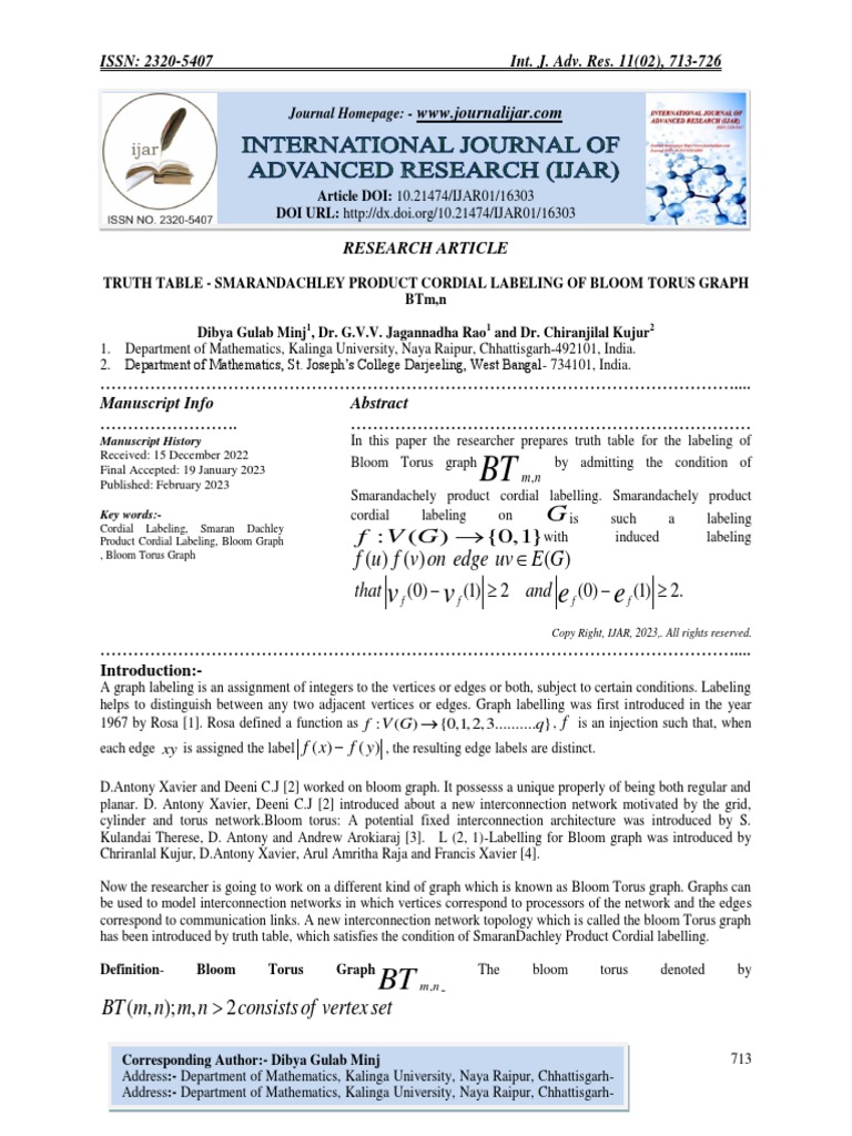 Truth Table - Smarandachley Product Cordial Labeling of Bloom Torus Graph BTM, N | PDF | Vertex ...