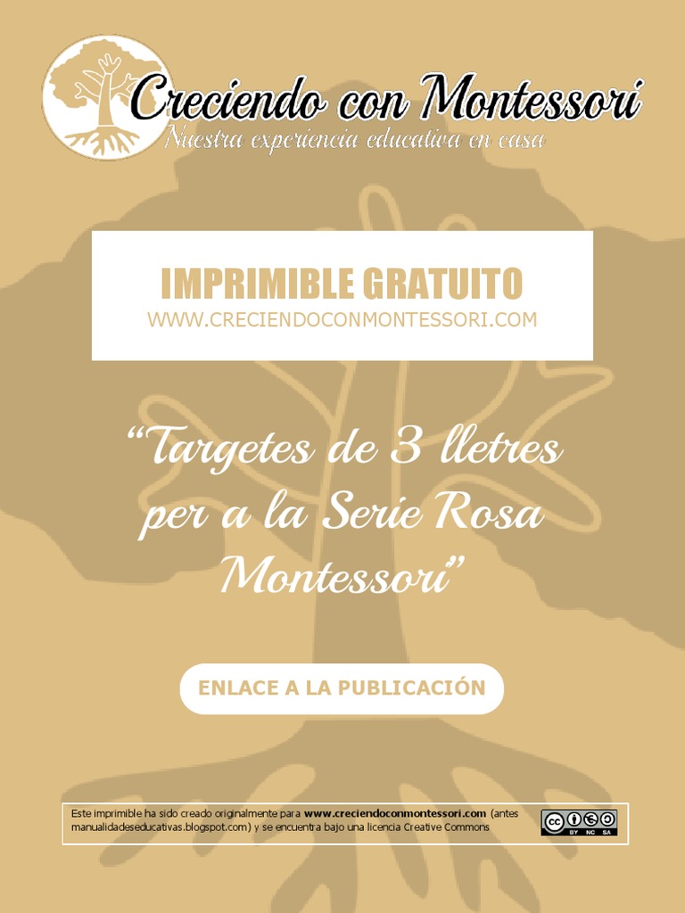 CM - Targetes de 3 Lletres Cursiva Per A La Serie Rosa Montessori | PDF