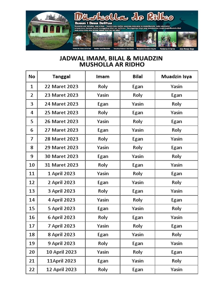 Jadwal Ramadhan Masjid (Ar-Ridho) PDF | PDF