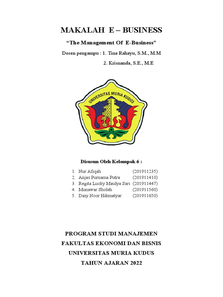 MAKALAH E-BUSINESS KELOMPOK 6 - The Management of E-Business | PDF