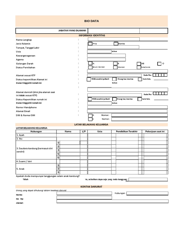 Form Lamaran Kerja | PDF