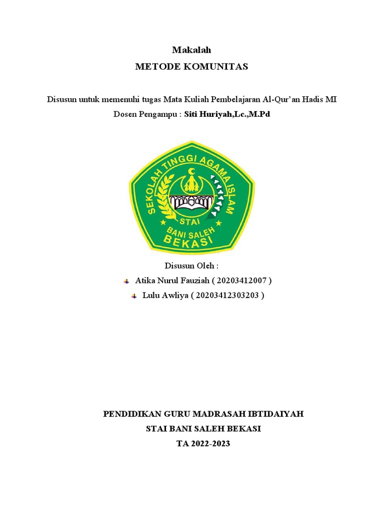 Makalah Arab Metode Komunitas Kel 8 | PDF | Languages Of Southeast Asia ...