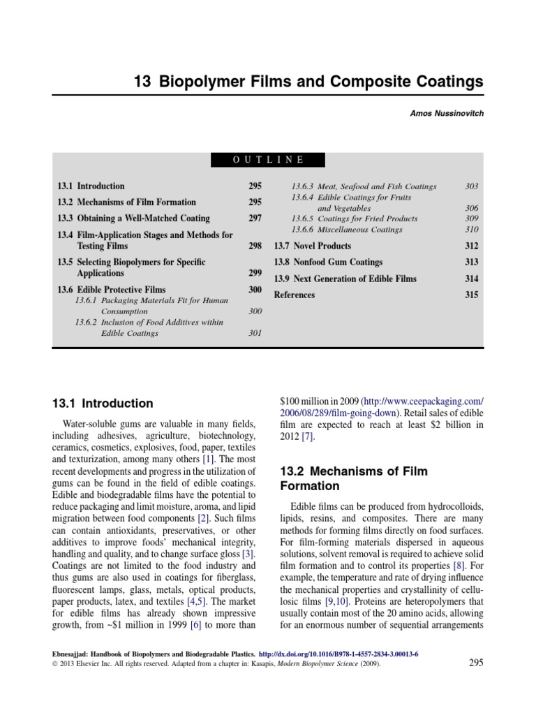 Biopolymer Films and Composite Coatings | PDF | Biopolymer | Surface ...