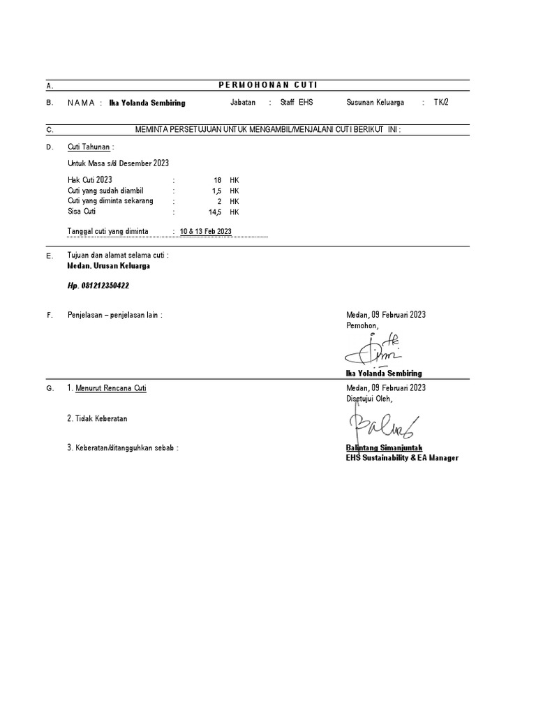 FORM CUTI IKA New-6 PDF | PDF
