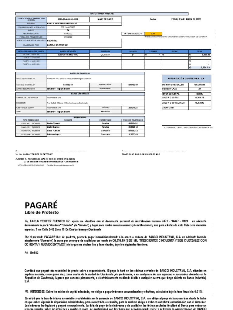 Datos para Pagaré de Negotec | PDF | Pagos | Bancos