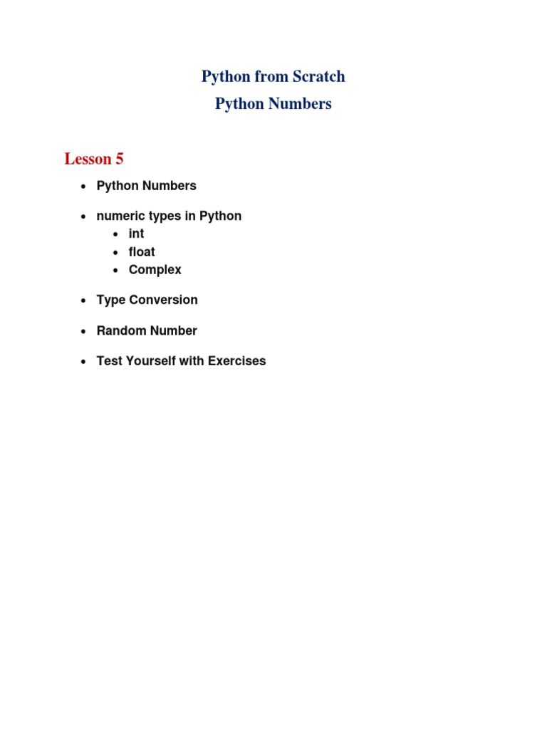 Lesson 5 | PDF | Integer (Computer Science) | Python (Programming Language)