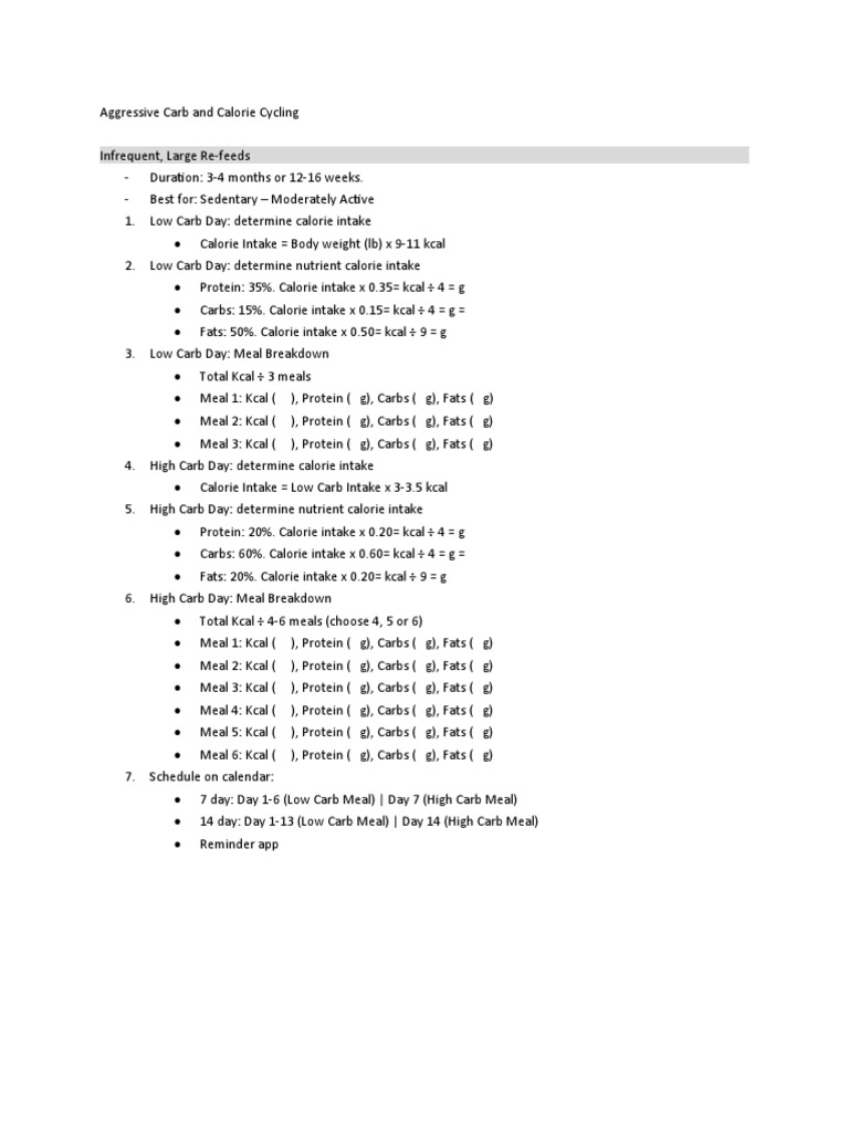 Aggressive Carb and Calorie Cycling | PDF | Calorie | Low Carbohydrate Diet