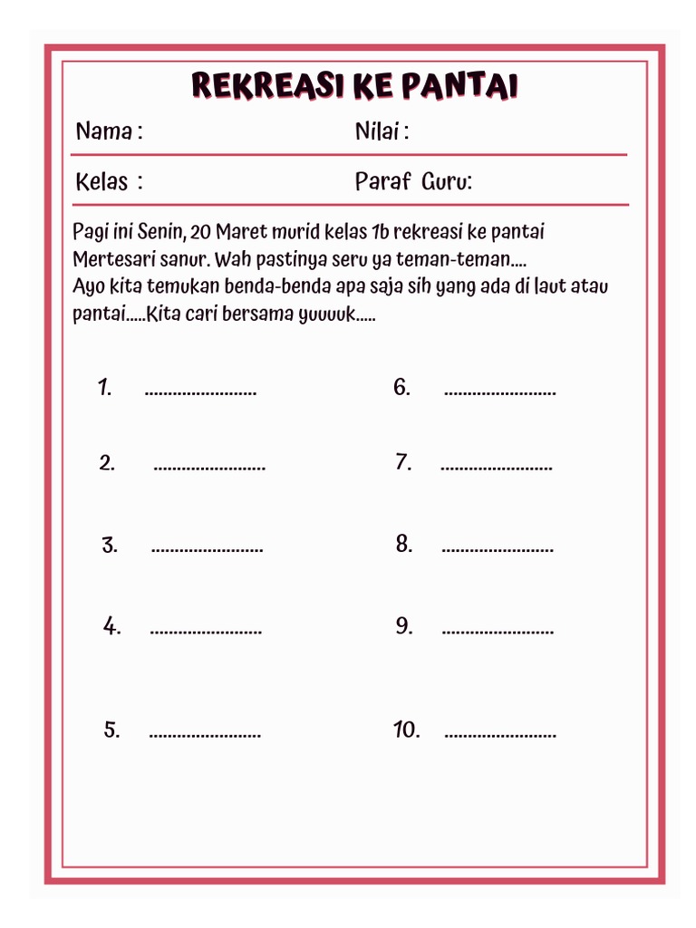 LKPD Rekreasi Pantai PDF | PDF