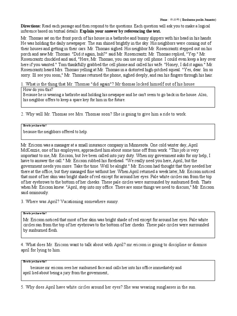 inferences-worksheet-4 林涵娜 | PDF | Mystery, Thriller & Crime Fiction