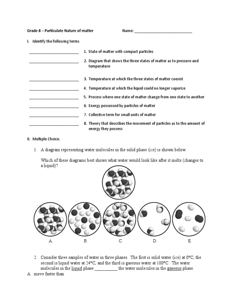 Grade 8 Matter States and Properties Quiz | PDF | Water | Evaporation